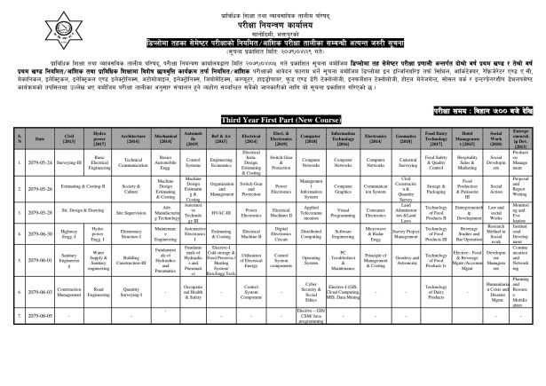 CTEVT Diploma Level Semester System Final Exam Routine 2079 » Nitesh's Blog